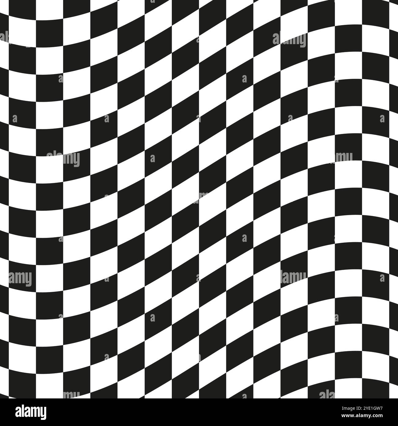 Wavy checkered pattern in black and white. Seamless abstract geometric design. Optical illusion ...