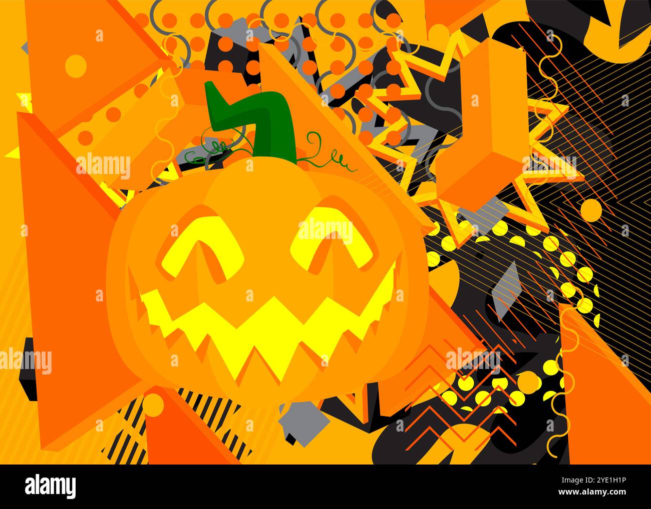 Halloween Jack O' Lantern pumpkin geometrical graphic retro theme ...