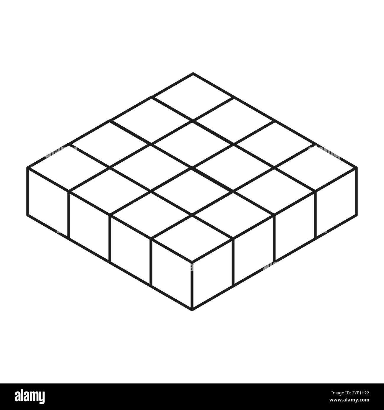 Grid cube illustration. Geometric block shape. Simple 3D structure ...