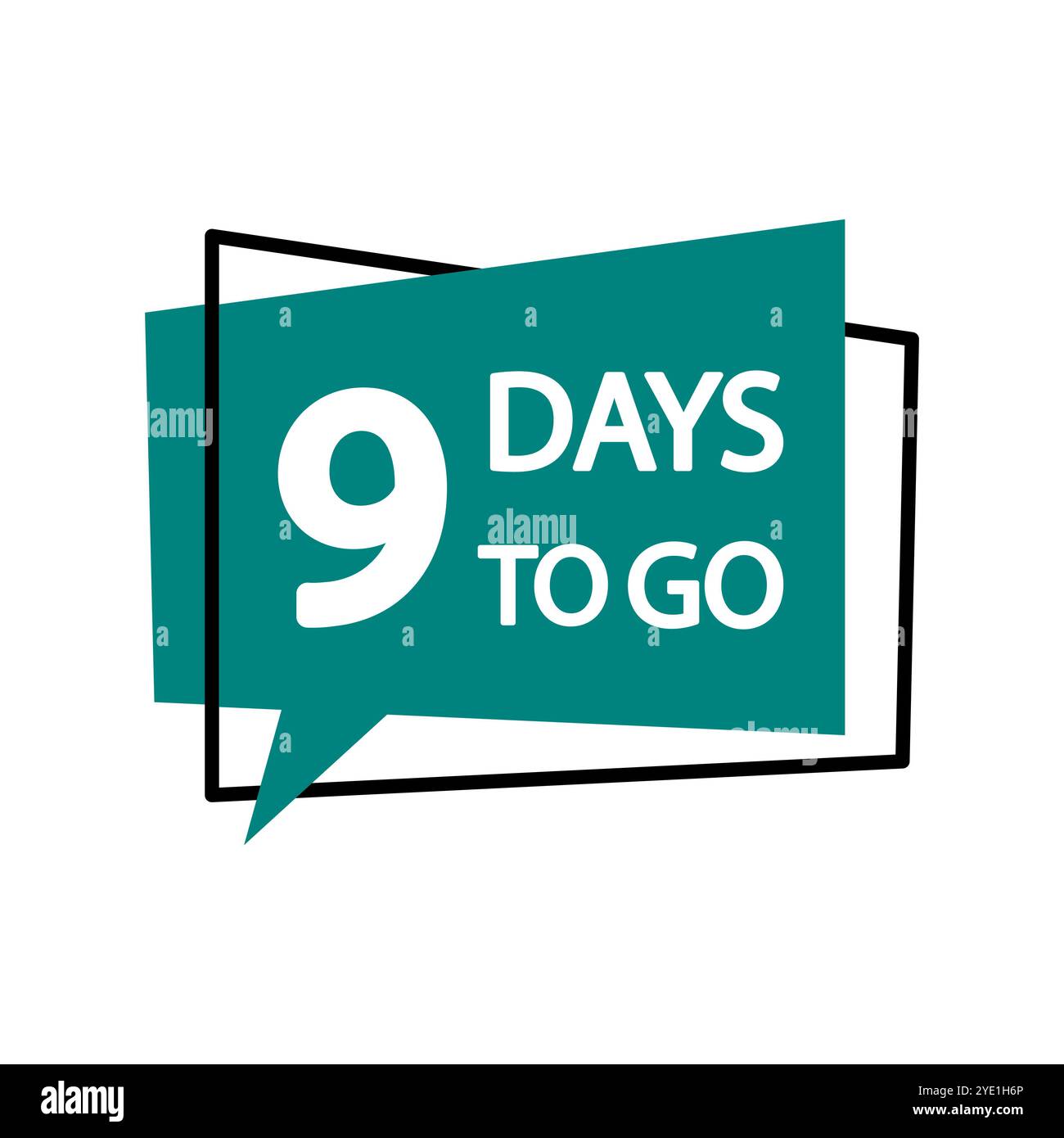 Countdown timer icon. Number nine detail. Bold 9 days to go text ...