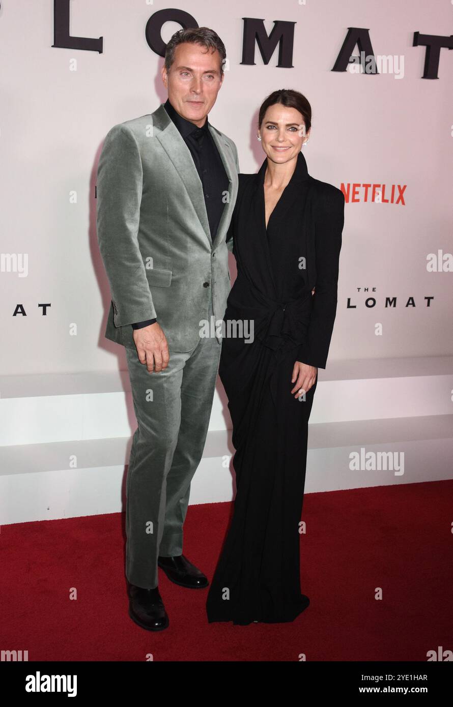 New York, NY, USA. 28th Oct, 2024. Rufus Sewell and Keri Russell at the ...