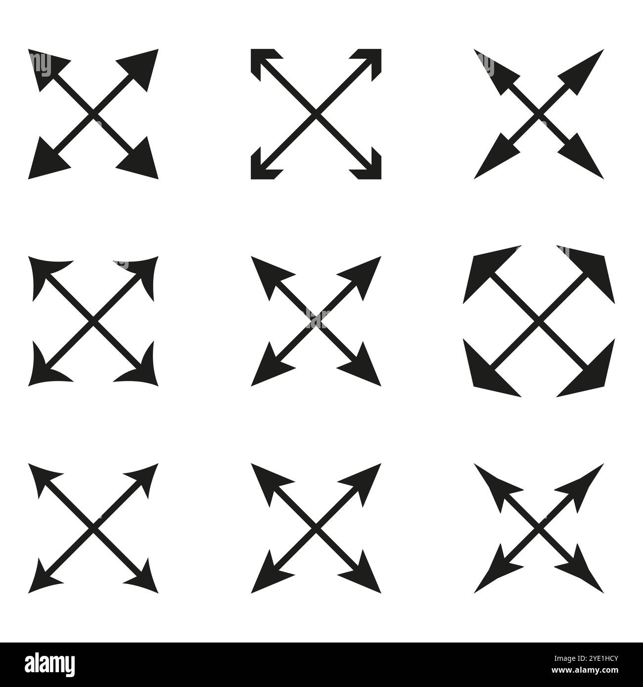 Crossed arrow icons. Direction symbol. Movement pointer. Vector black ...
