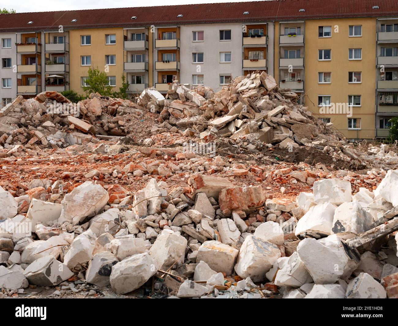 Demolition rubble of a building at the Sternplatz in Dresden. The ...