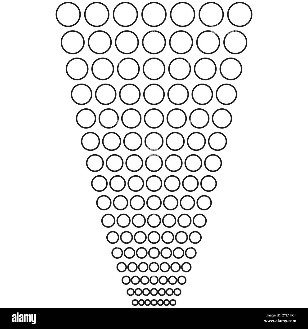 Circle pattern funnel. Geometric circle alignment. Simple black outline ...