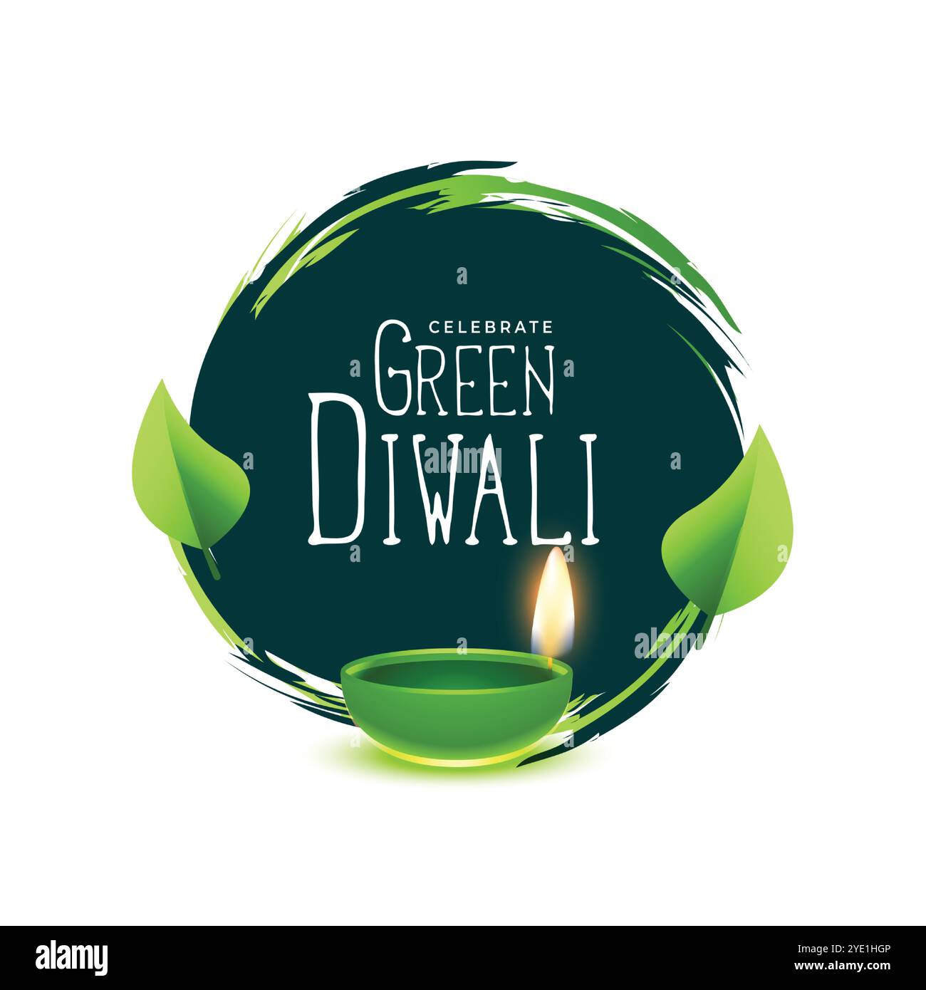 green diya and leaf design for eco diwali occasion background Stock ...