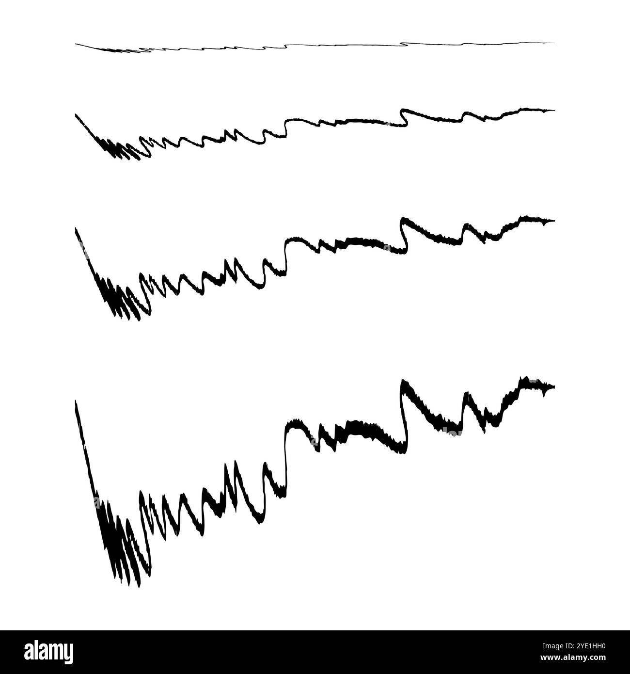 Hand drawn irregular lines. Abstract wave patterns. Dynamic sketchy ...
