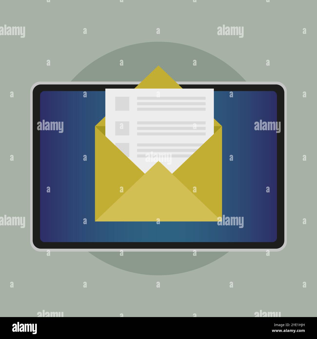 Open envelope icon. Document inside envelope. Digital mail concept ...