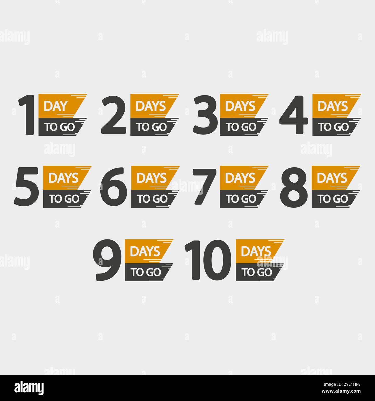Countdown icon set. Numbers one to ten. Bold countdown design. Yellow and black graphic Stock ...