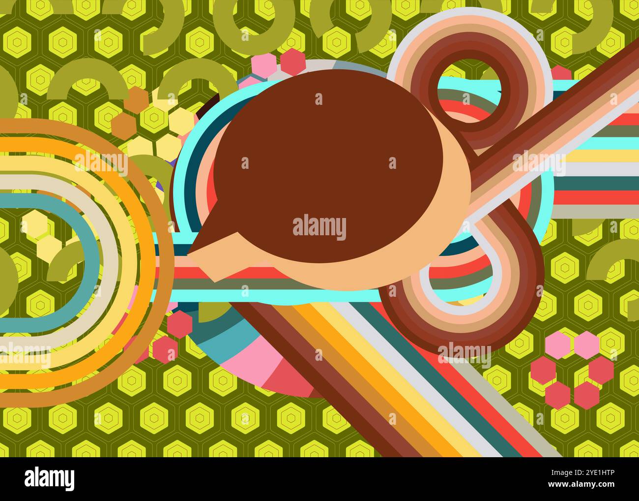 Retro 70s Background with Speech Bubble. Groovy Communication 1970s art ...