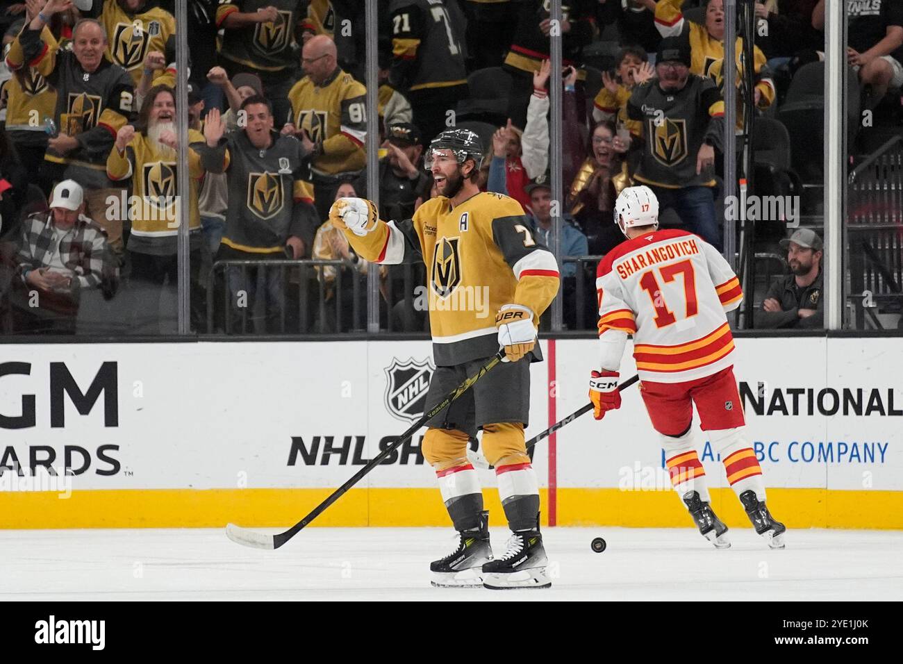 Vegas Golden Knights defenseman Alex Pietrangelo (7) celebrates after ...