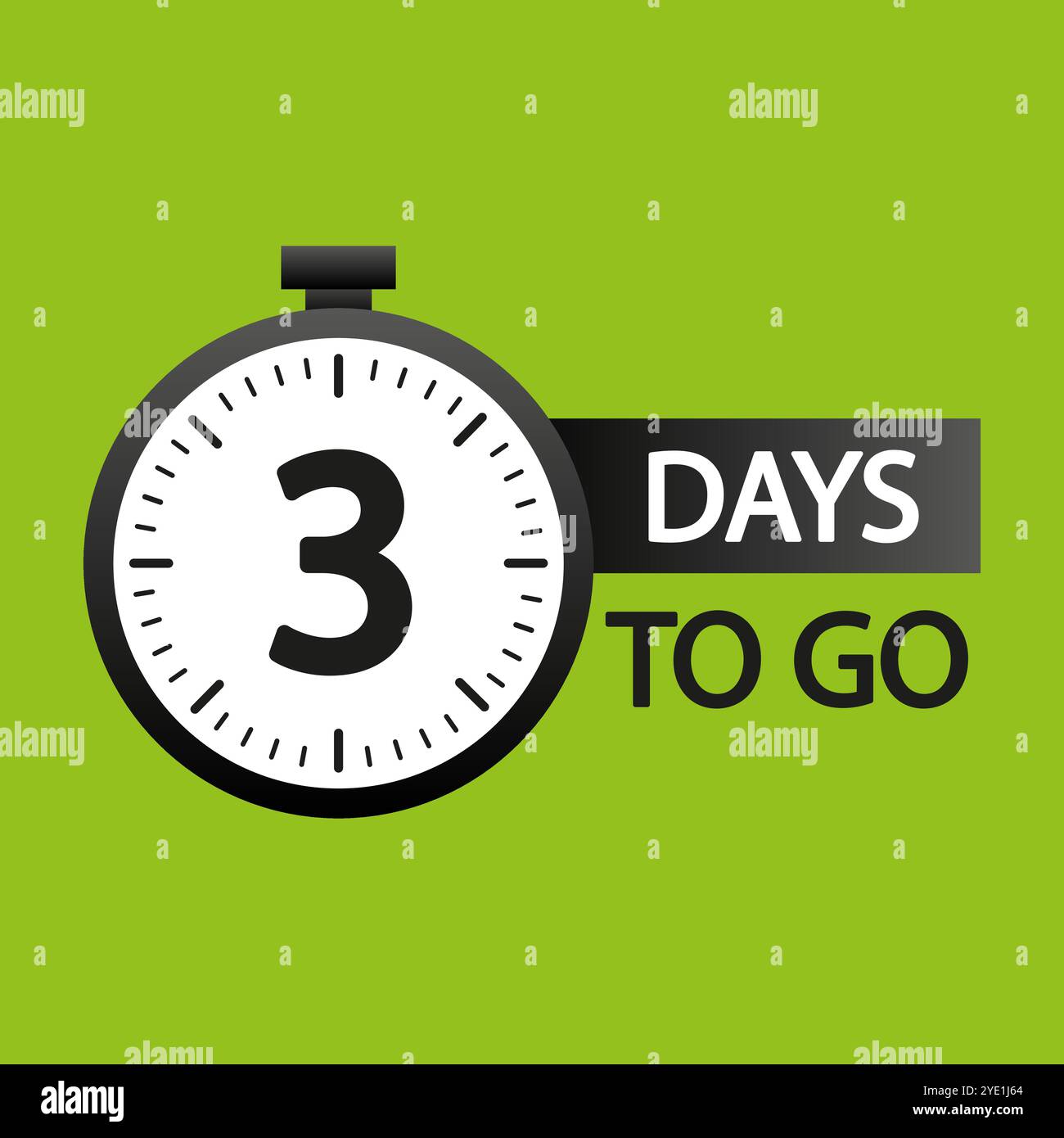 3 days to go. Countdown number three. Green background timer. Vector ...
