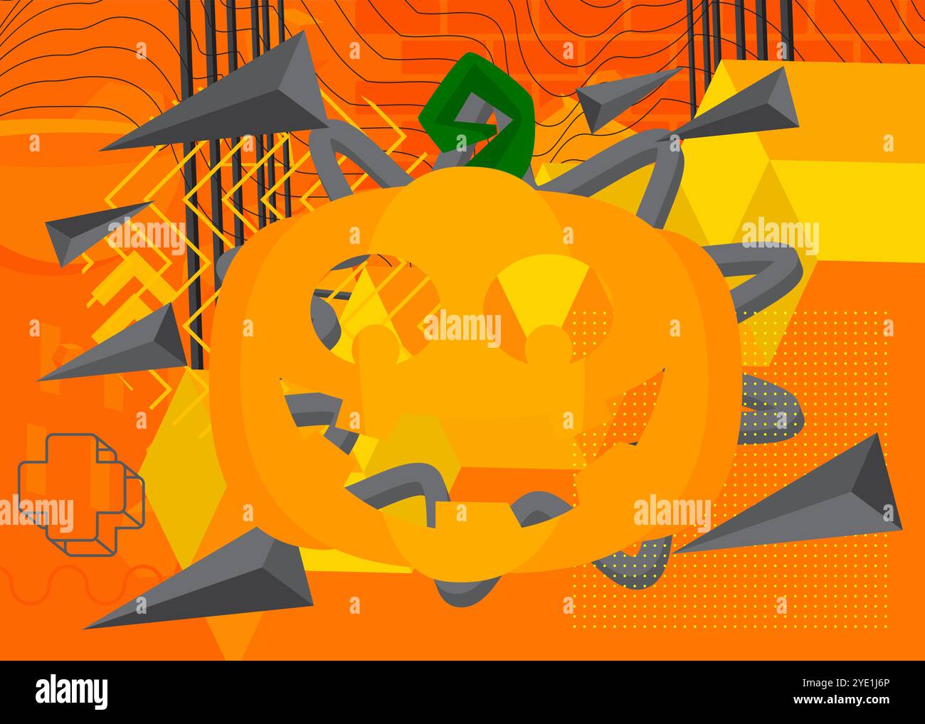 Halloween Jack O' Lantern pumpkin geometrical graphic retro theme ...