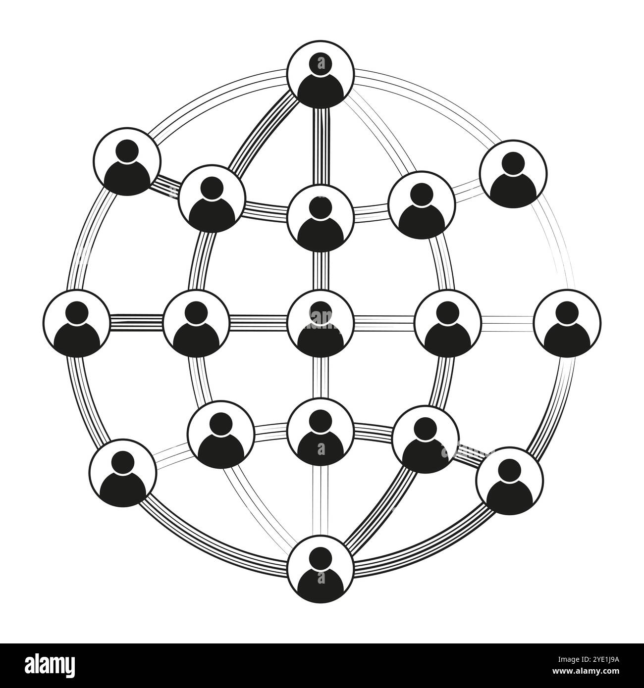 Network connection icon. Global communication structure. Social media concept. People ...