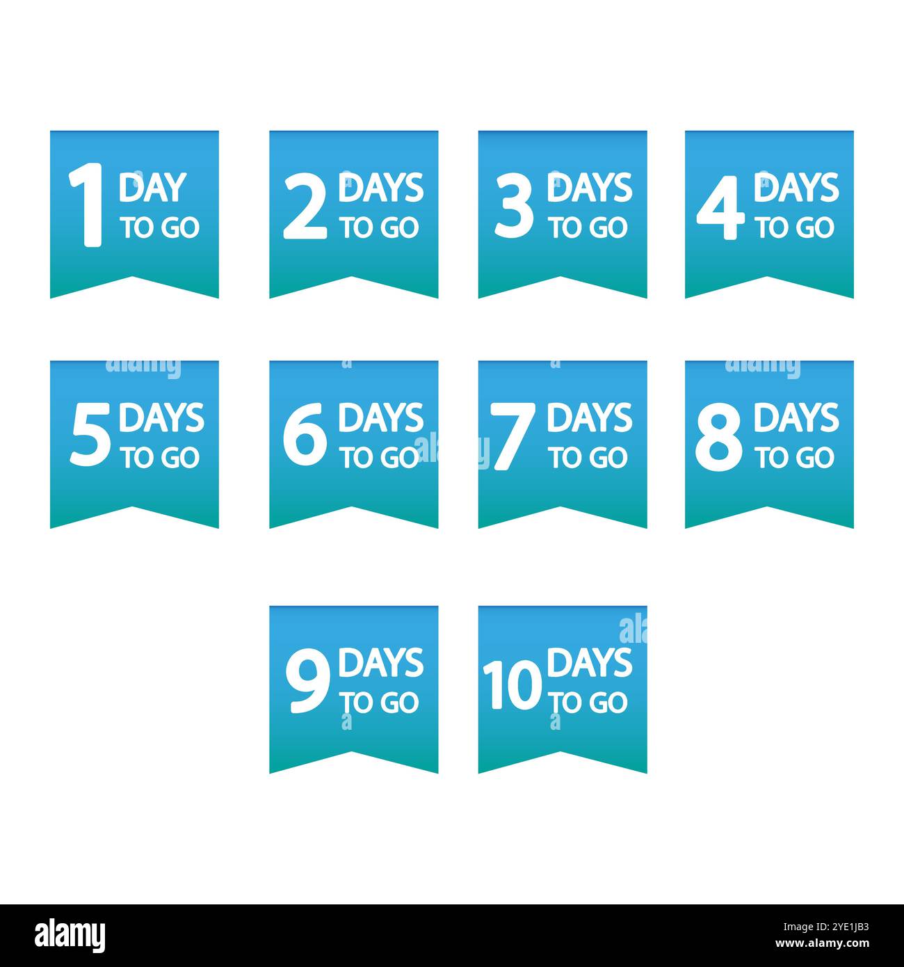 Numbers one through ten. Blue gradient countdown banners. Bold numbers ...