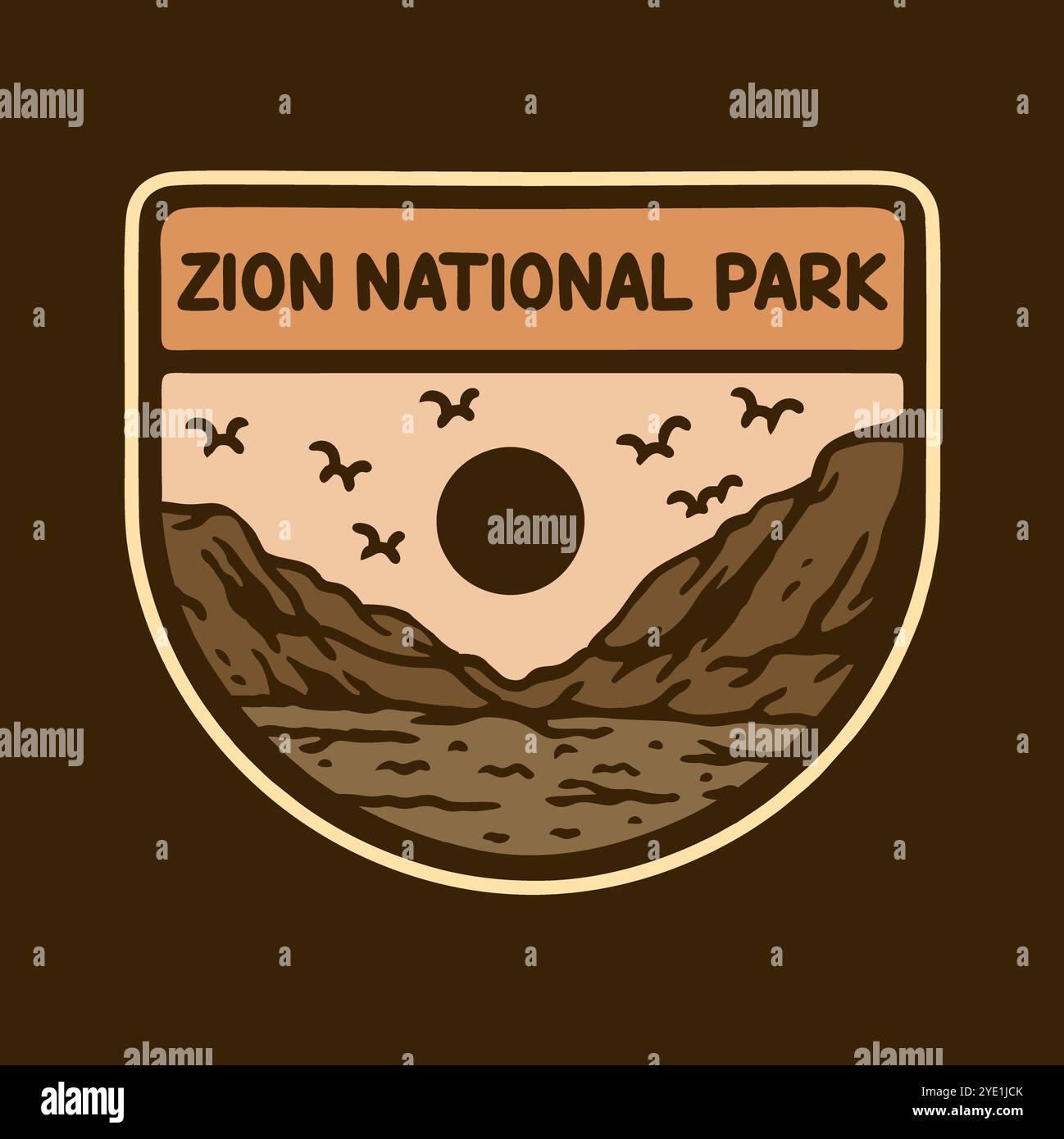 ZION NATIONAL PARK BADGE LOGO DESIGN VECTOR ILLUSTRATION Stock Photo ...