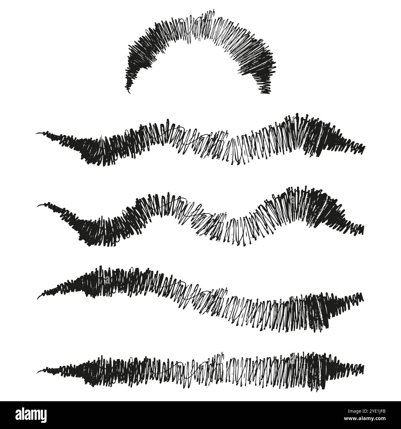 Wavy lines sketch. Hand-drawn abstract waves. Black ink illustration ...