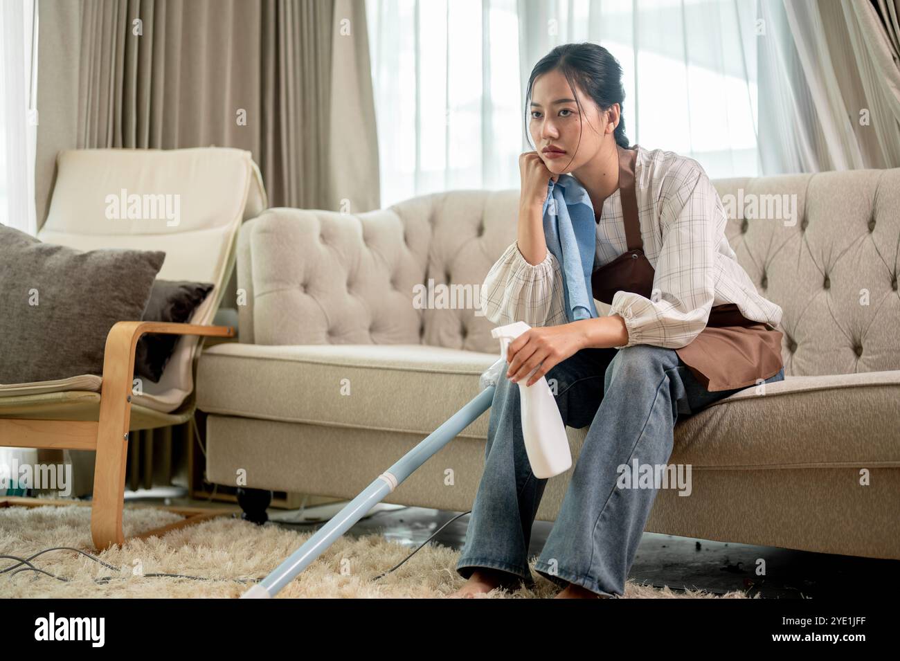 Asian housewife tired housework hi-res stock photography and images - Alamy