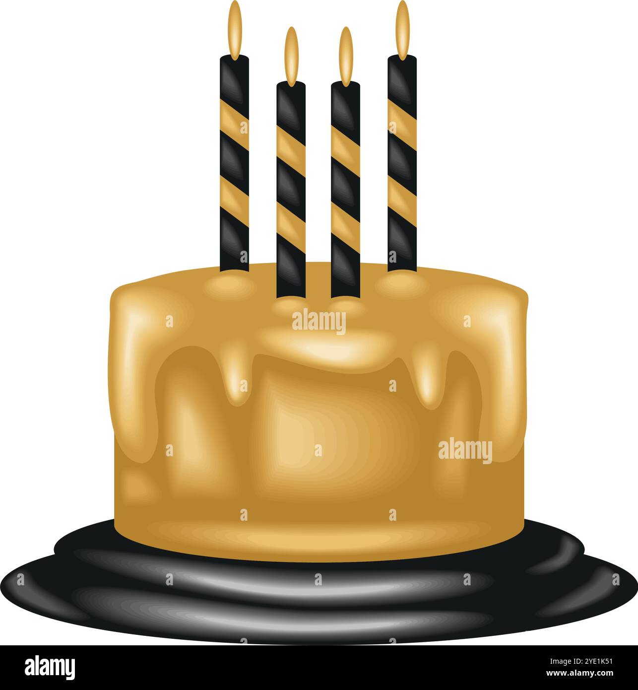 black and gold birthday cake Stock Vector Image & Art - Alamy