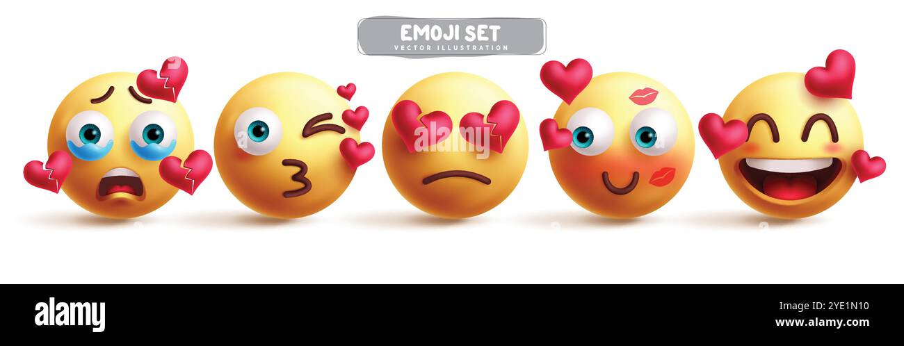 Emojis love characters emoticon vector set. Emoji 3d character like in ...