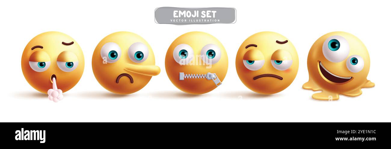 Emojis tired characters emoticon vector set. Emoji 3d character like ...