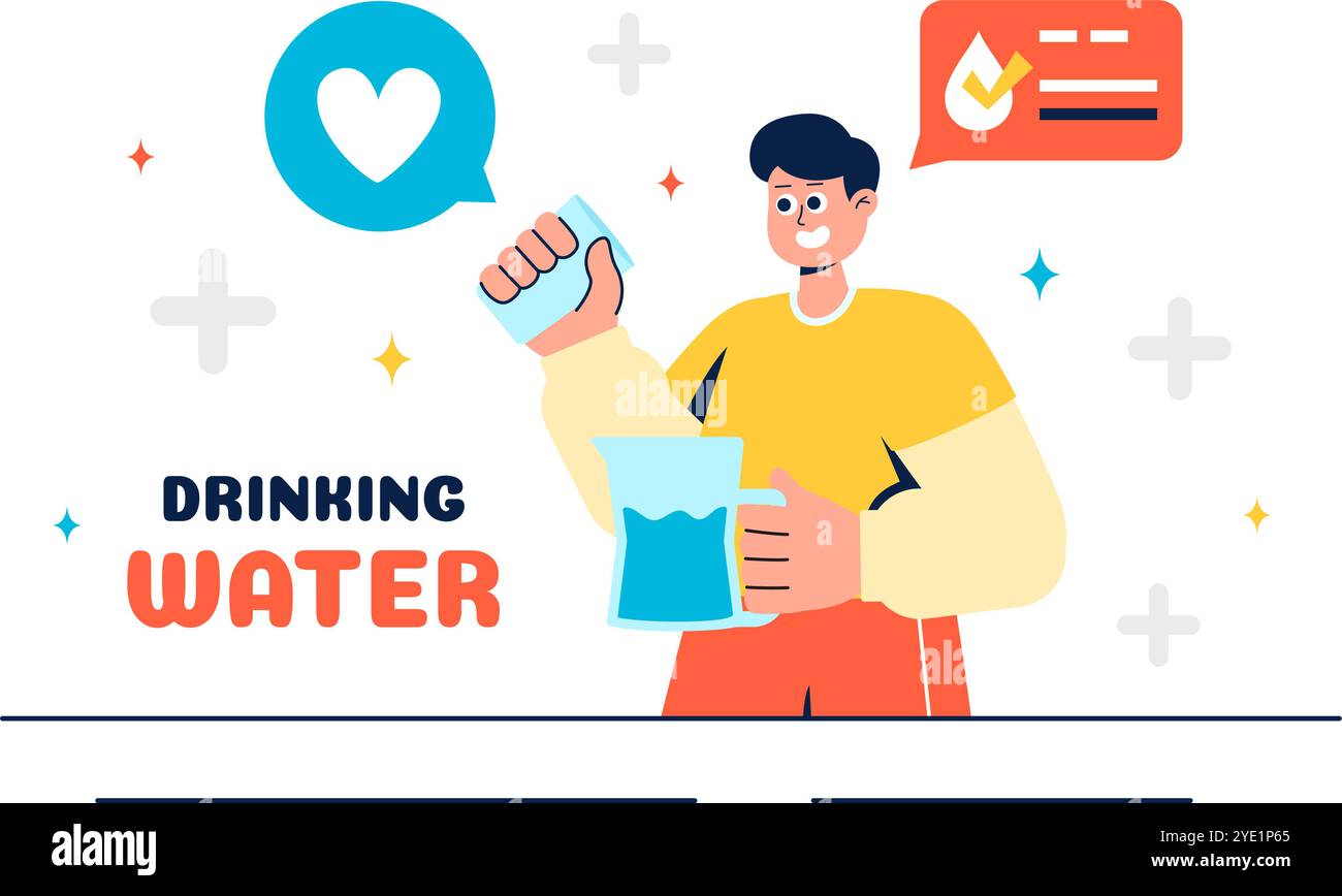 Vector Illustration of People Drinking Water from Plastic Bottles and ...