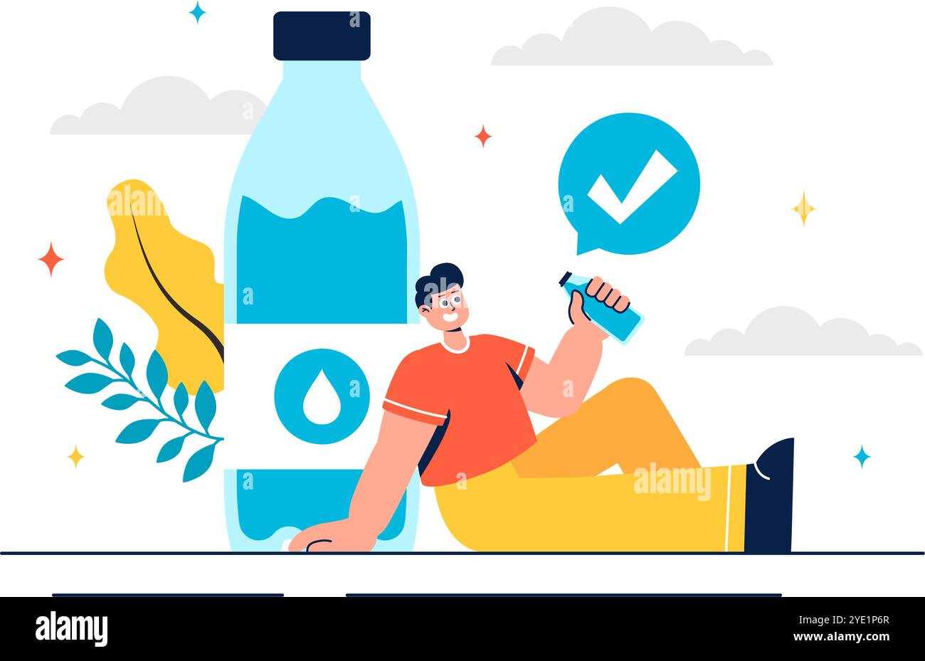 Vector Illustration of People Drinking Water from Plastic Bottles and ...