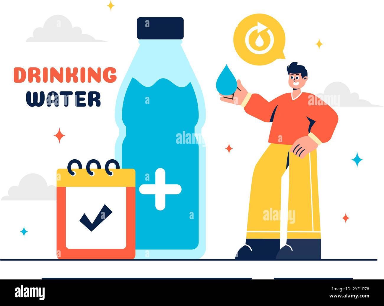 Vector Illustration of People Drinking Water from Plastic Bottles and ...