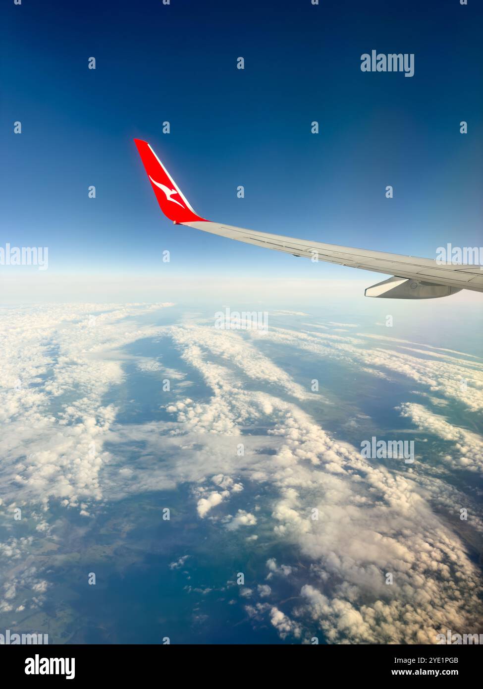 NEW SOUTH WALES, AUSTRALIA - OCTOBER 12 2022: A Qantas plane with wing ...