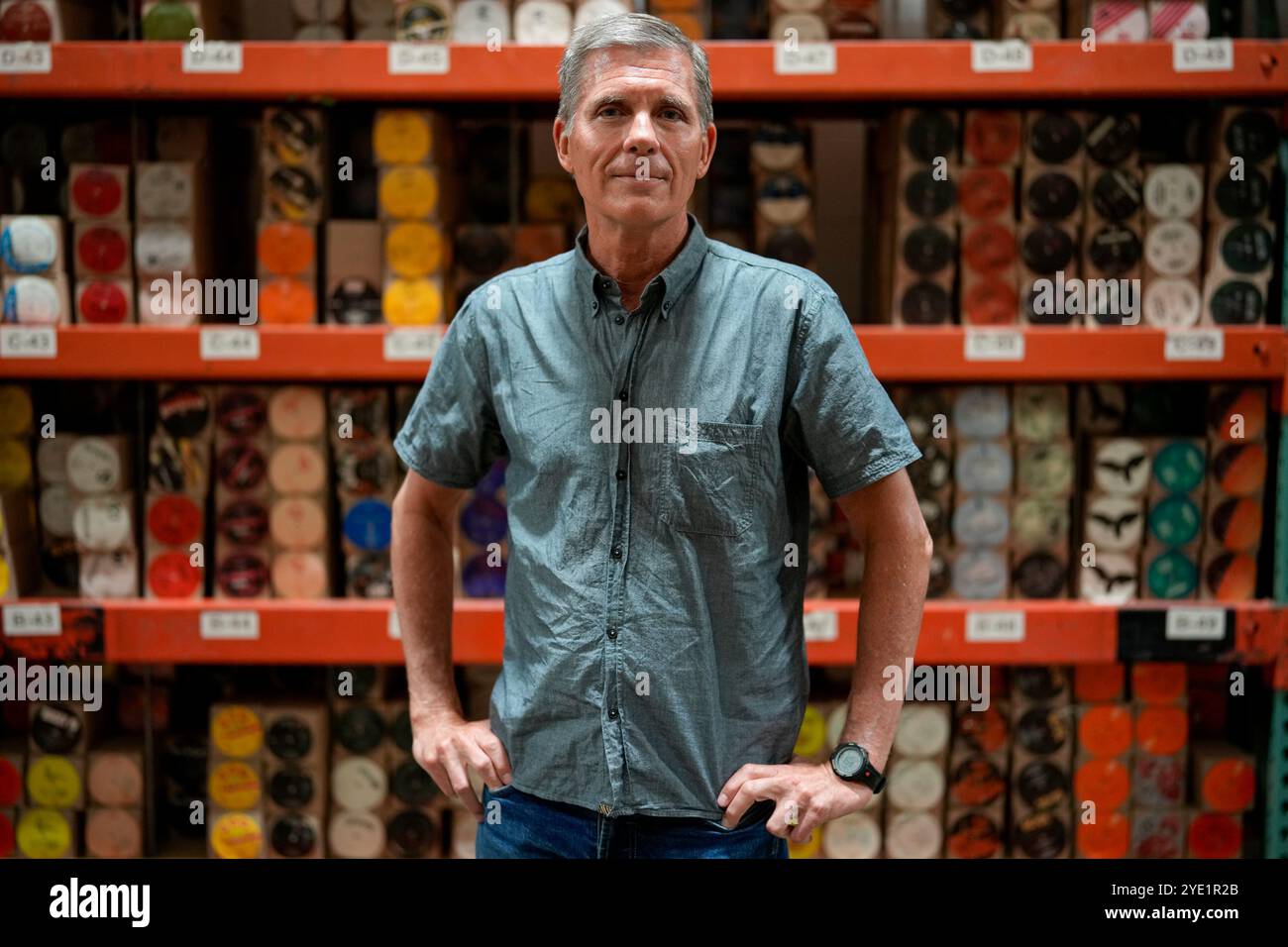 Mark Michaels is the CEO & Chairman of United Record Pressing poses for ...