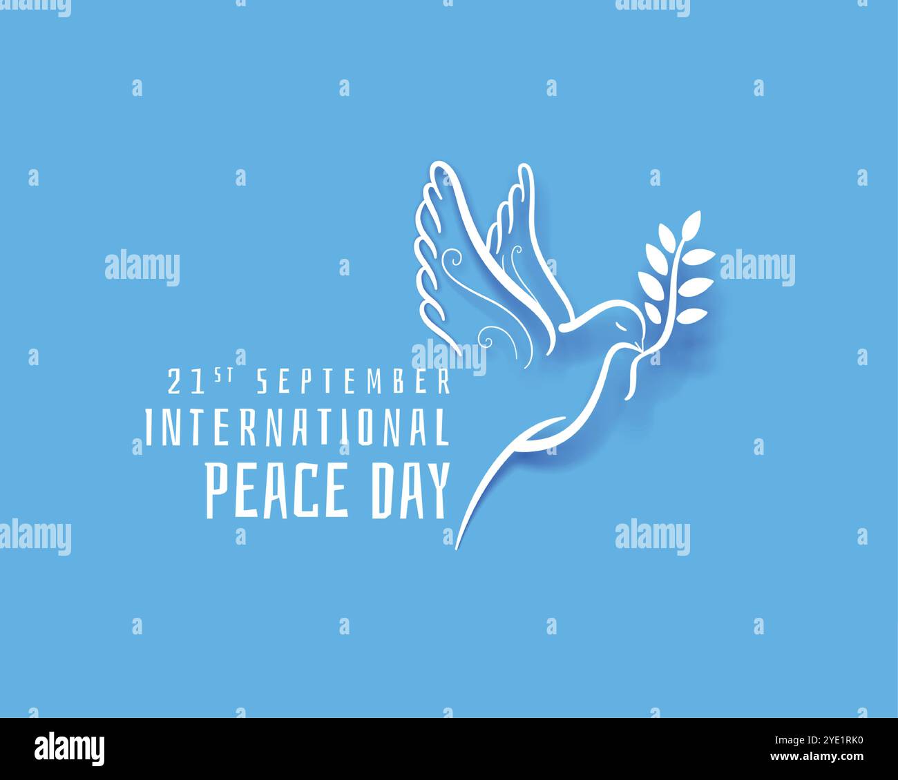 happy 21th september template with dove and olive branch design Stock ...
