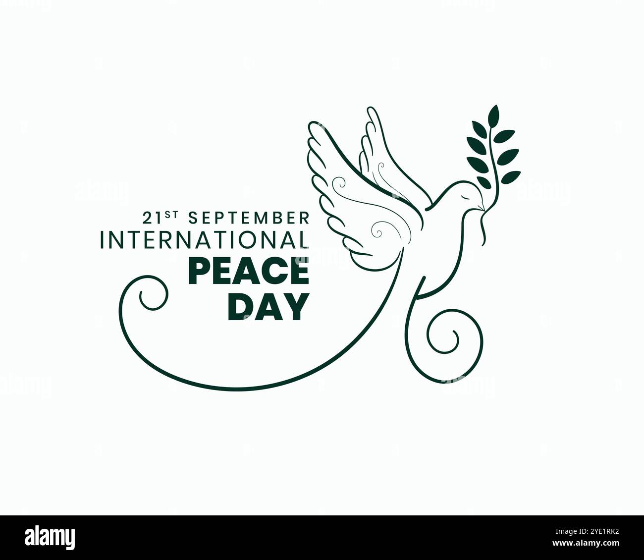 elegant peace day banner with hand drawn dove and leaf design Stock ...