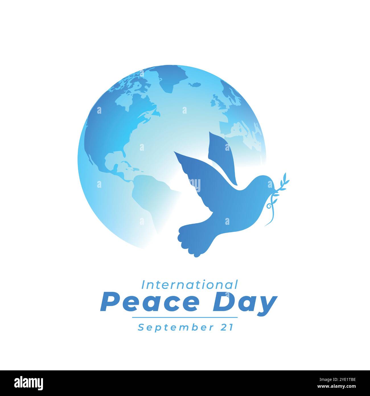 happy 21th september template with flying dove silhouette design Stock ...