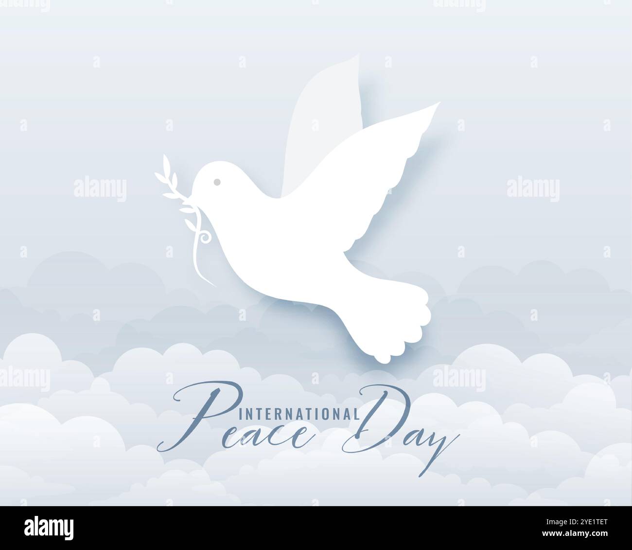 International Day of peace background with sky and flying pigeon design ...