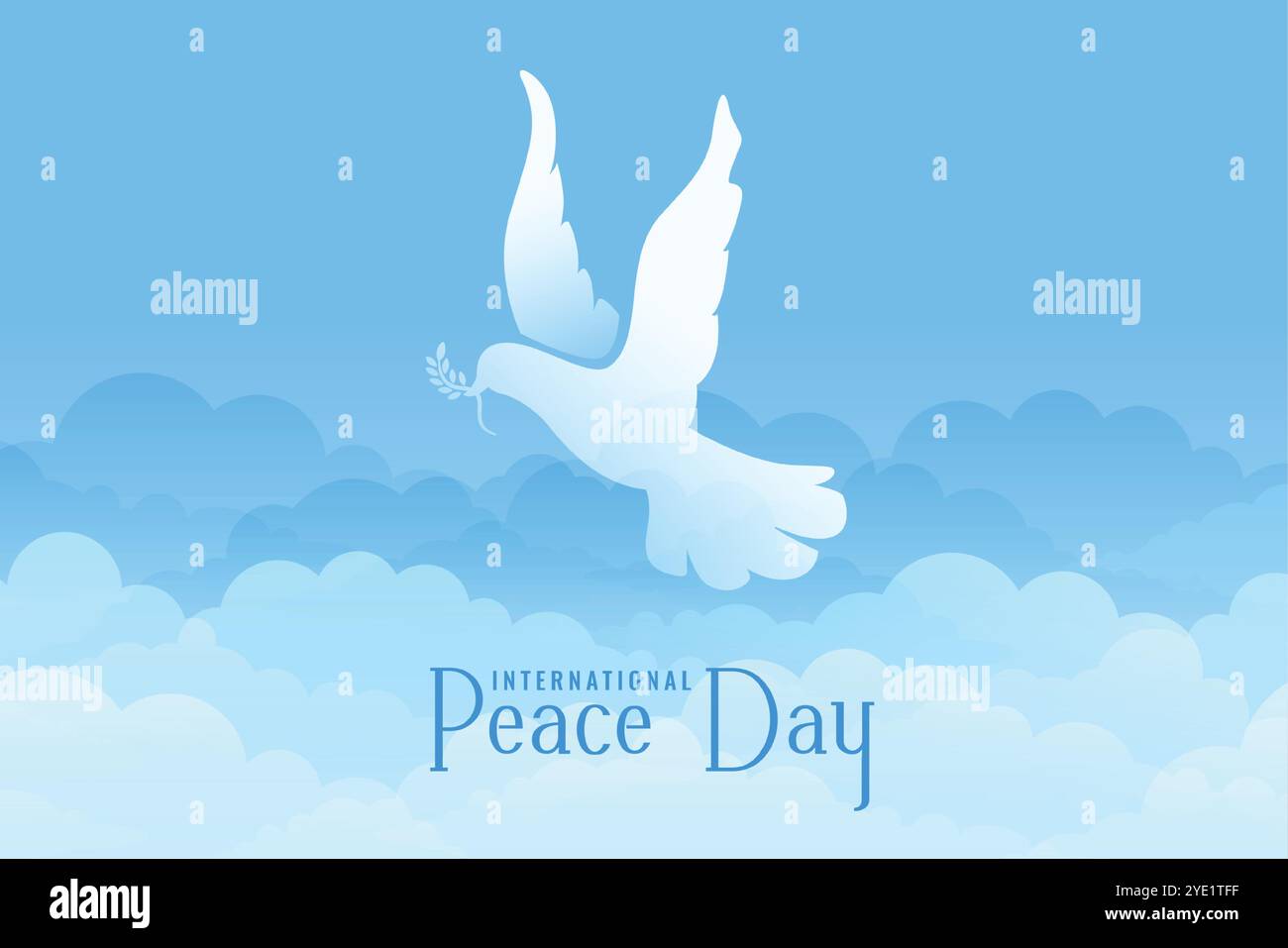 International day of peace background with blue sky, pigeon Stock ...