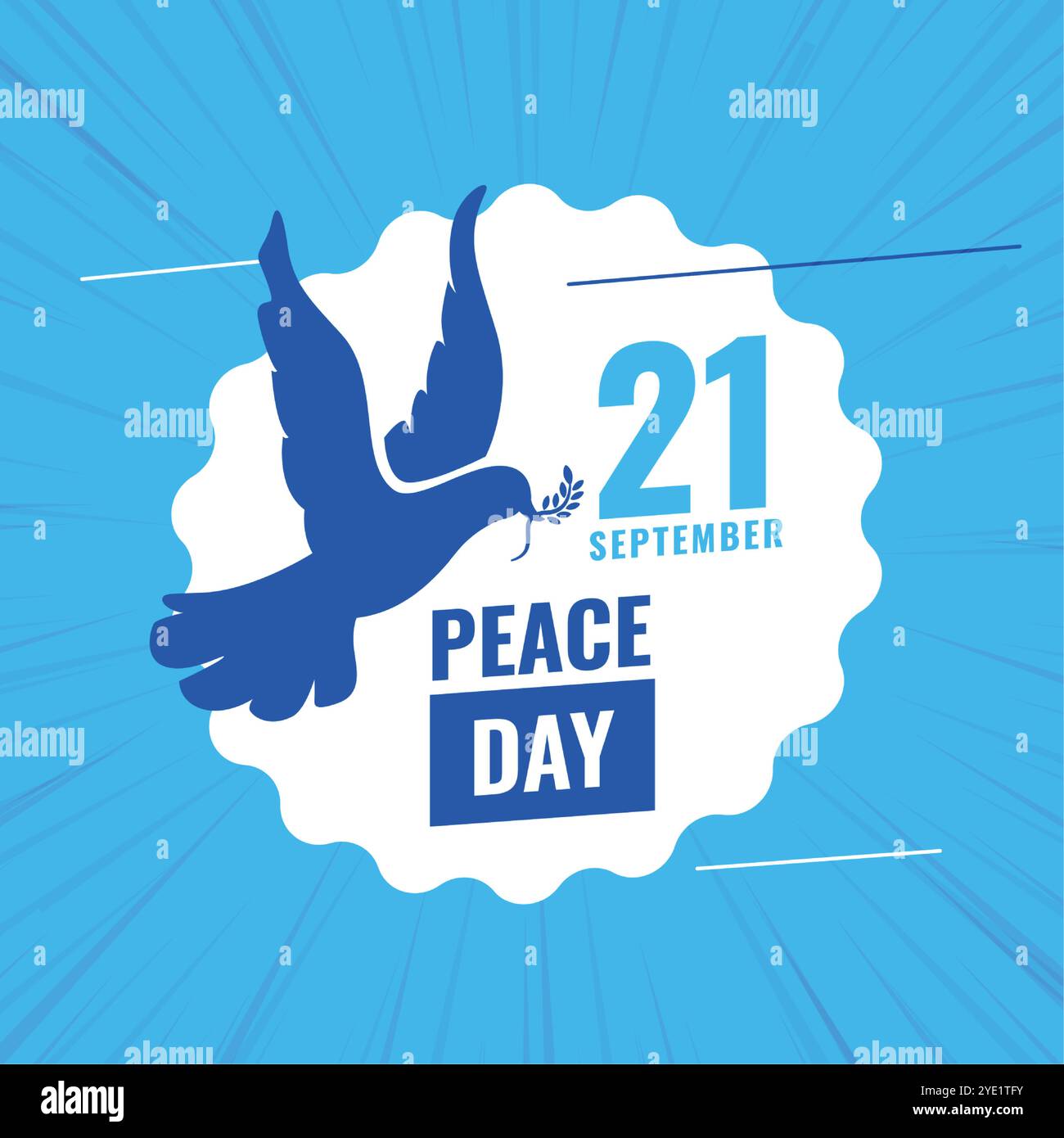 happy 21th september template with flying pigeon in silhouette style ...