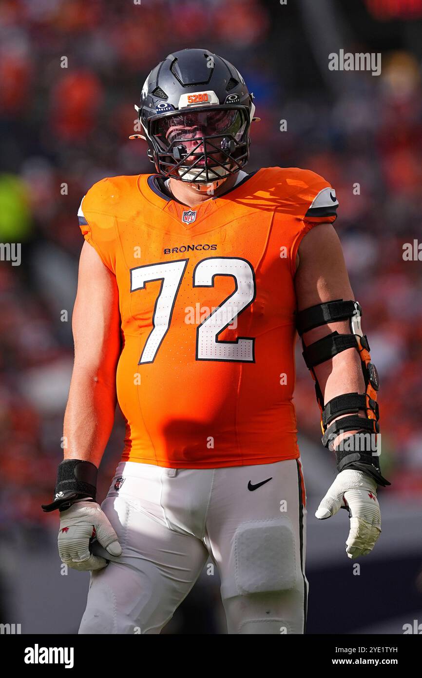 Denver Broncos offensive tackle Garett Bolles (72) during a timeout ...