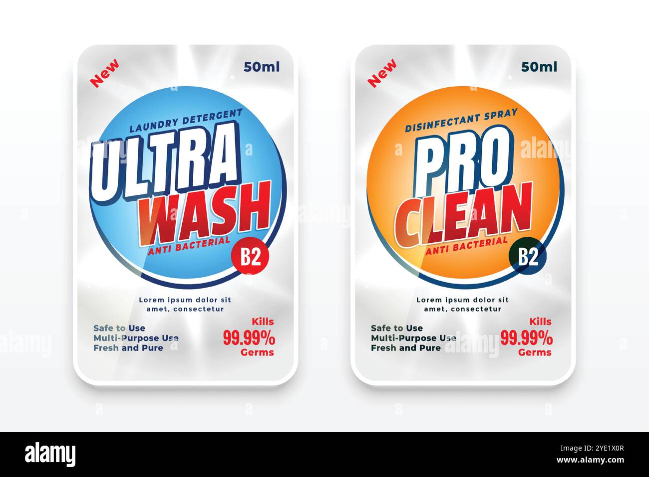ultra wash laundry detergent or disinfectant labels set Stock Vector ...