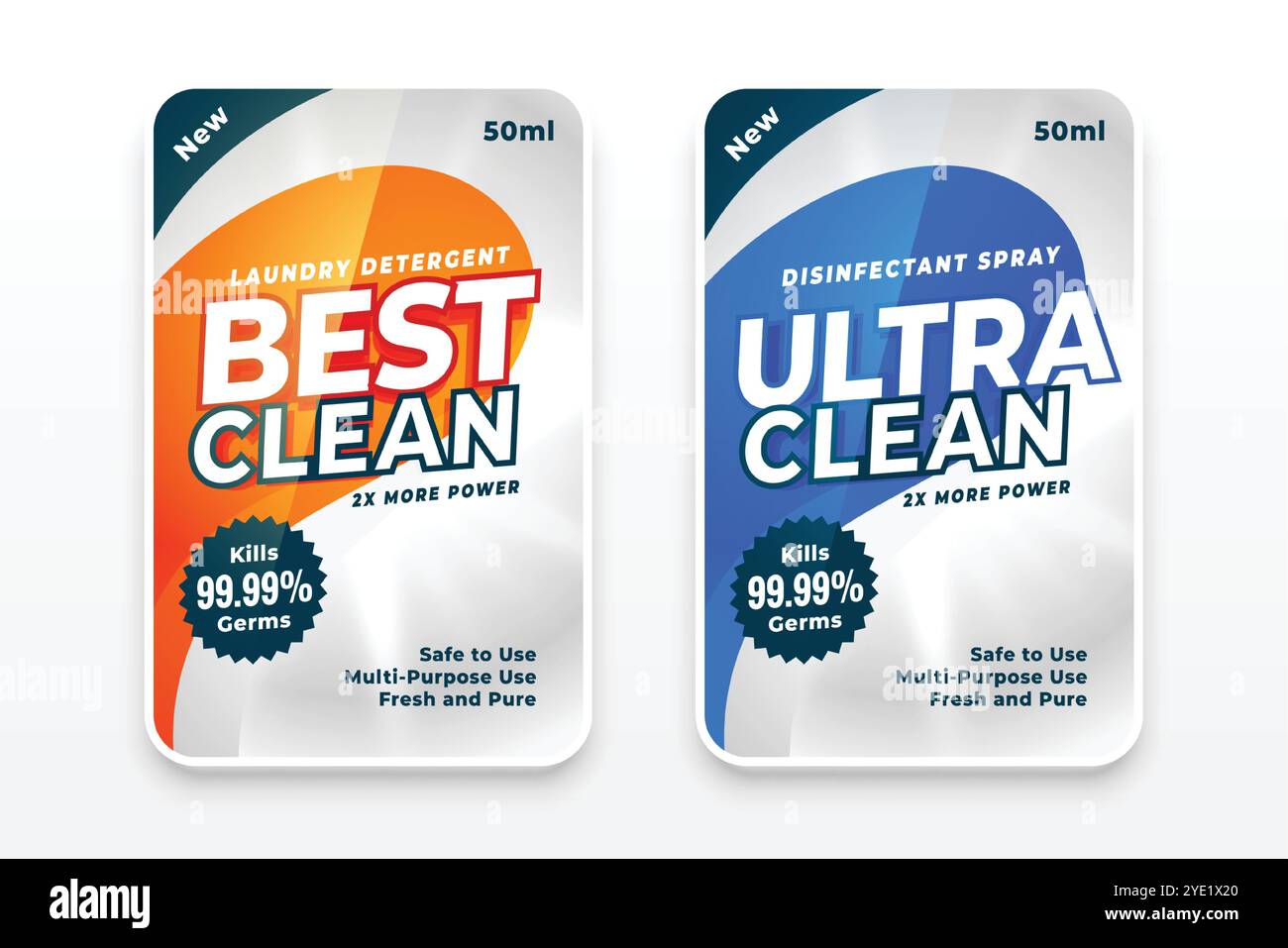 liquid or powder detergent label sticker design set Stock Vector Image ...