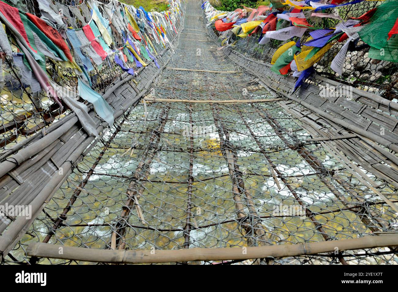 Partial view of Iron Chain Bridge, also known as the Tamchoe or Tachog ...