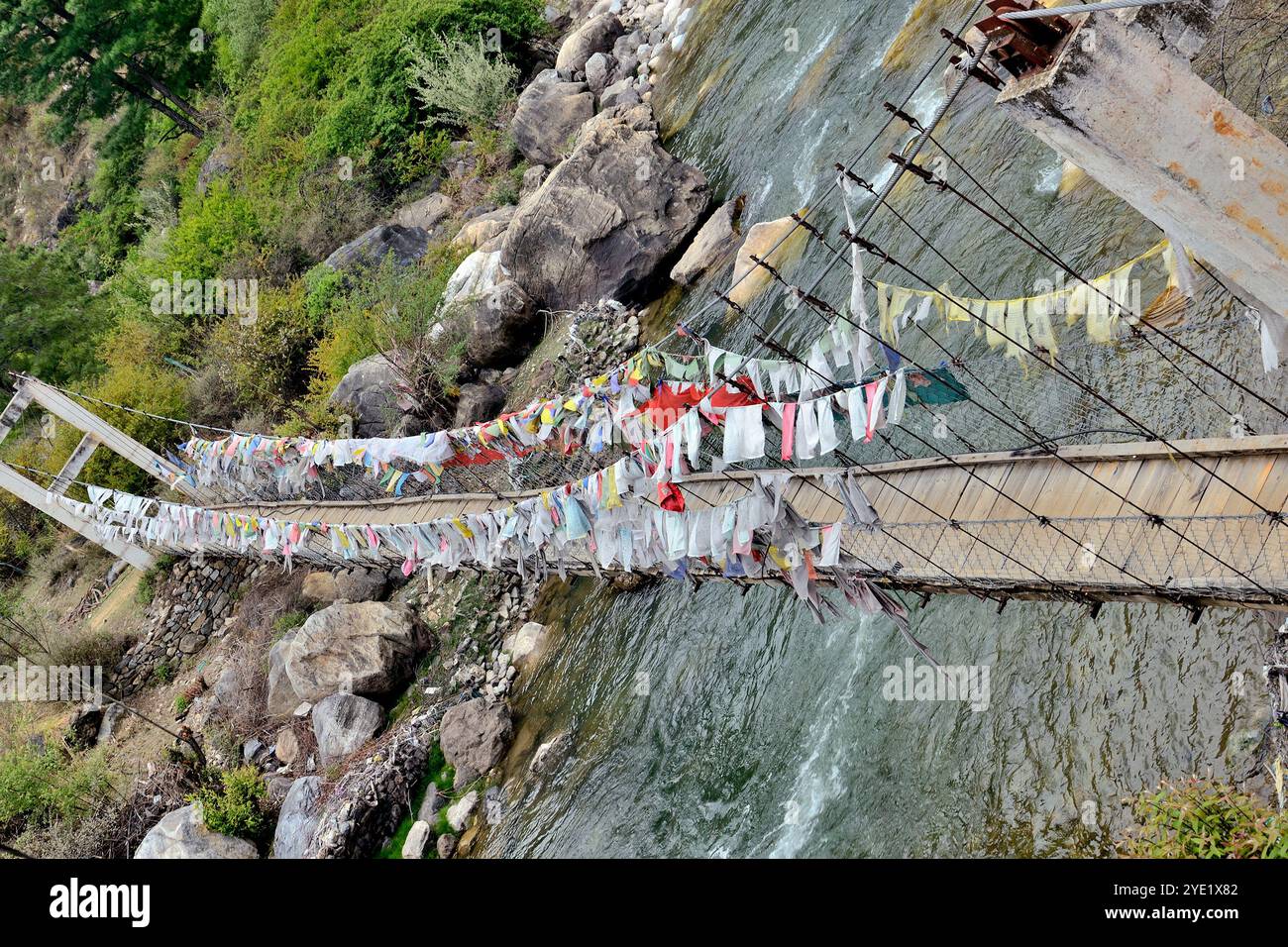 Partial view of Iron Chain Bridge, also known as the Tamchoe or Tachog ...