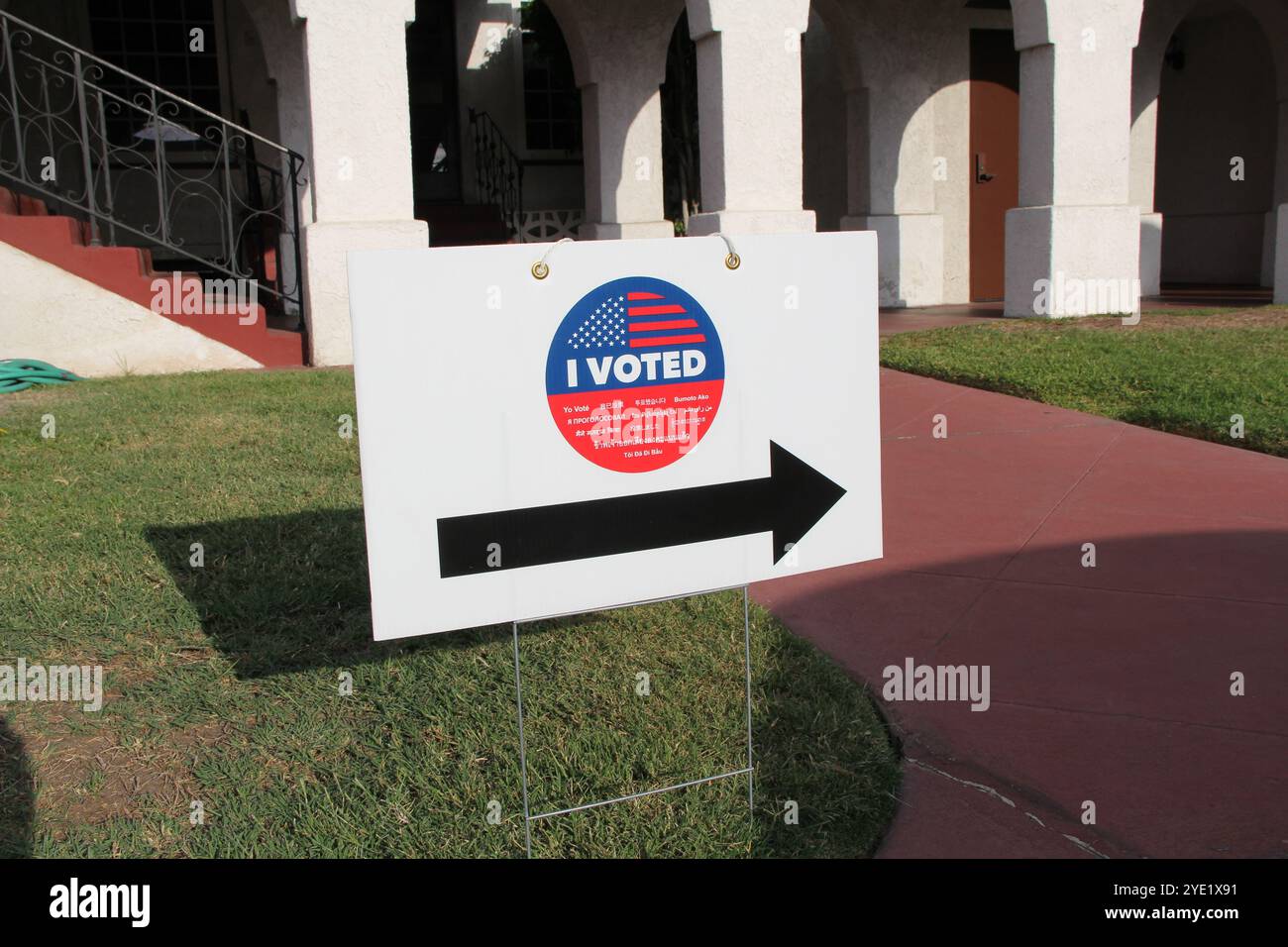 I Voted Sign Outside U.S. Elections Polling Place Location 2024 Stock ...