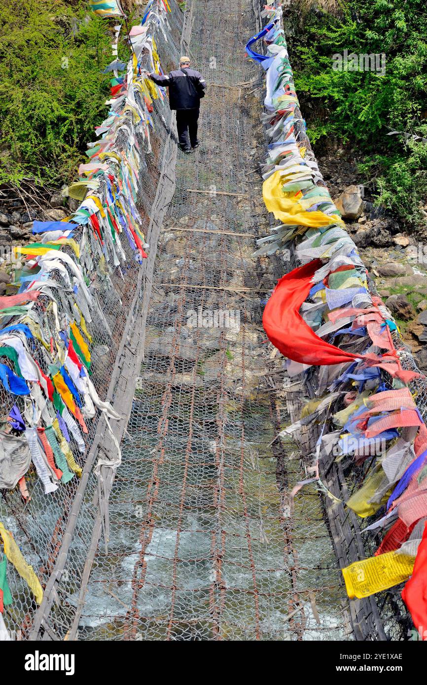 Partial view of Iron Chain Bridge, also known as the Tamchoe or Tachog ...