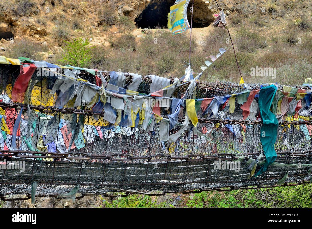 Partial view of Iron Chain Bridge, also known as the Tamchoe or Tachog ...