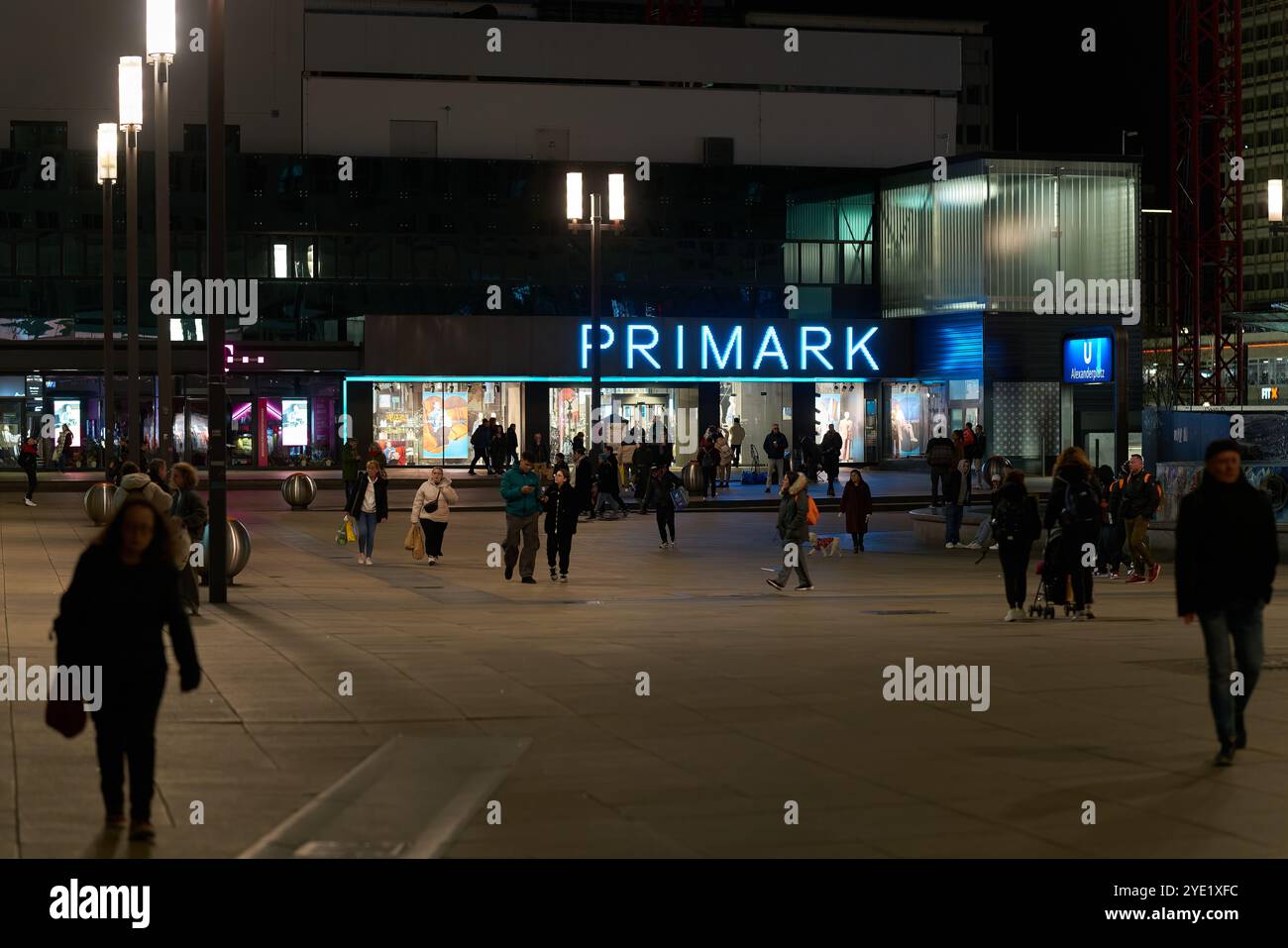 Street scene with some people at Primark on Alexanderplatz in Berlin in ...