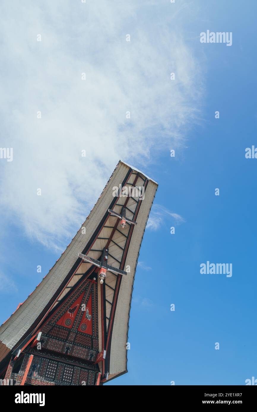 Portrait of the roof of a traditional Toraja house, South Sulawesi ...