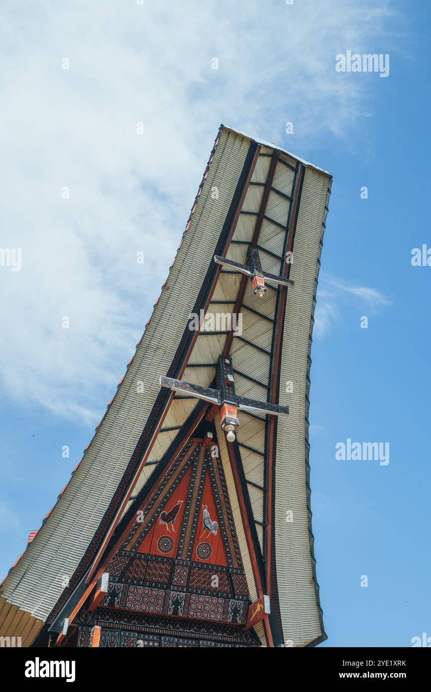 Portrait of the roof of a traditional Toraja house, South Sulawesi ...