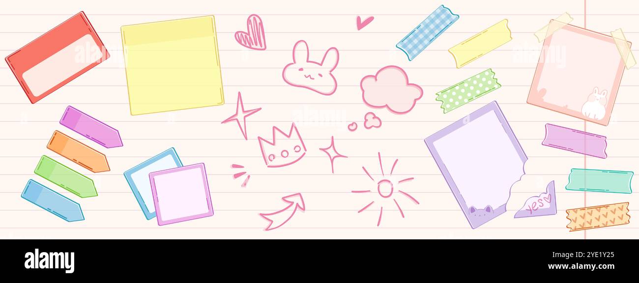 Doodle school memo sticker note. Text frame shape for diary. Hand drawn ...