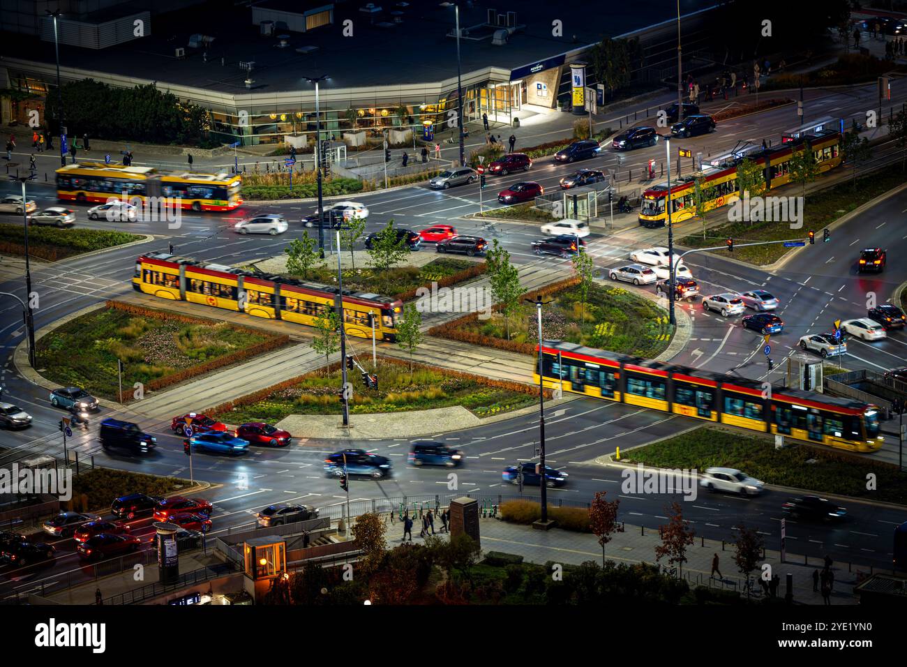 Warsaw, Poland - October 26, 2024: Aerial view of the traffic at ...
