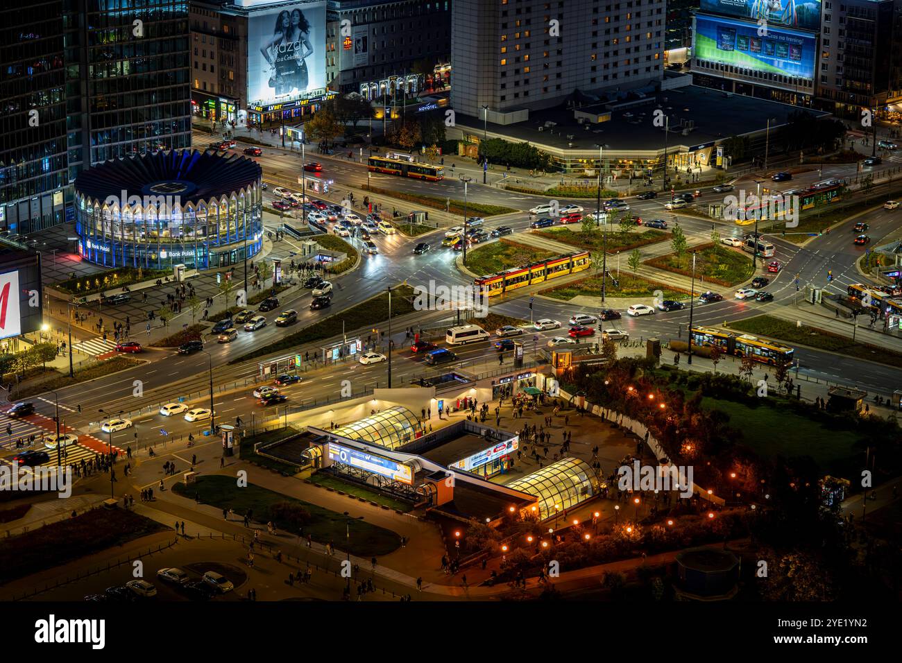 Warsaw, Poland - October 26, 2024: Aerial view of the traffic at ...