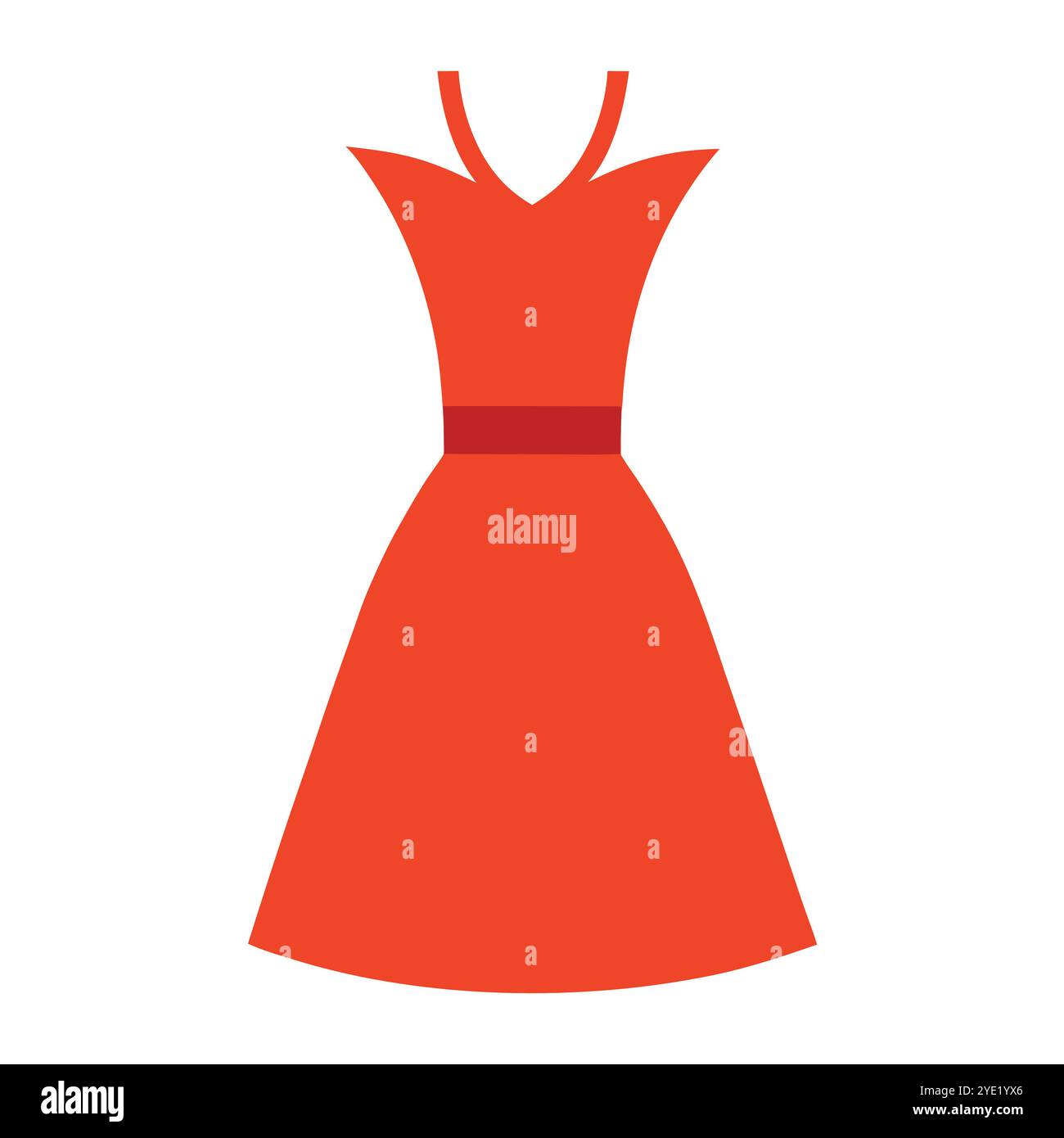 Red dress vector illustration with fitted waist Stock Vector Image ...